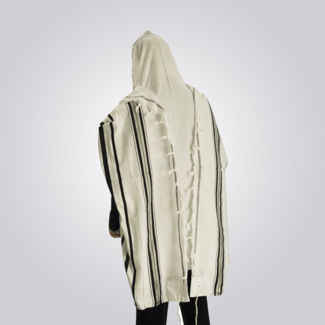 Talit Listrado Preto e Prata Talitnia – Judaika Store - Artigos Judaicos